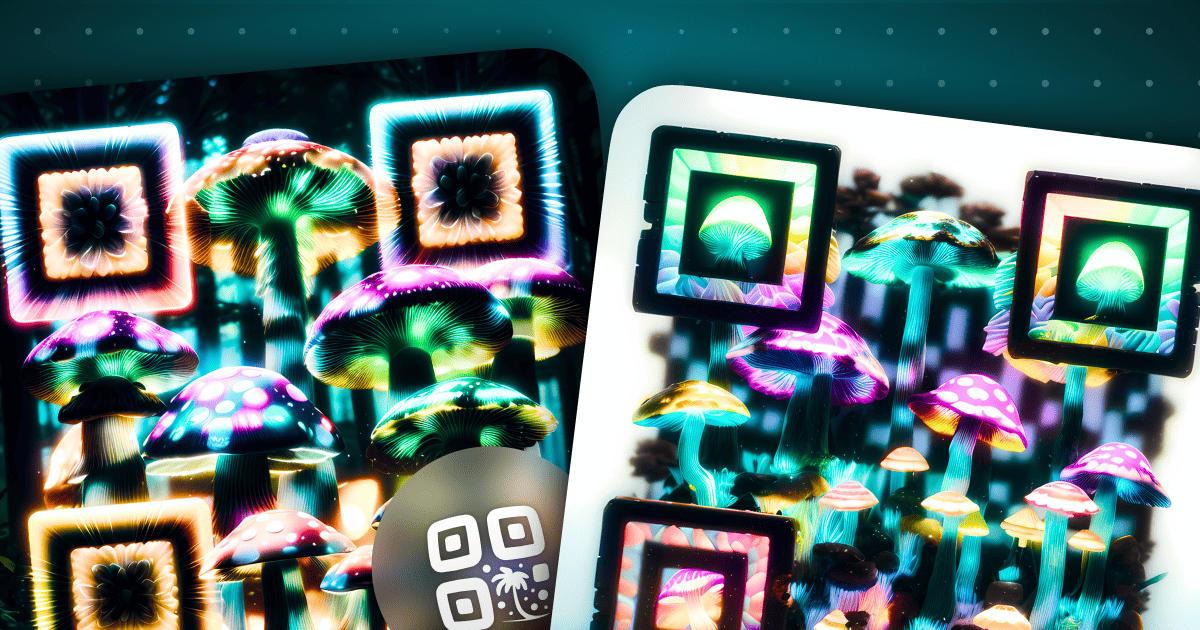 Neon Mushroom | Gerador de Arte de QR Code | Exemplos Gratuitos